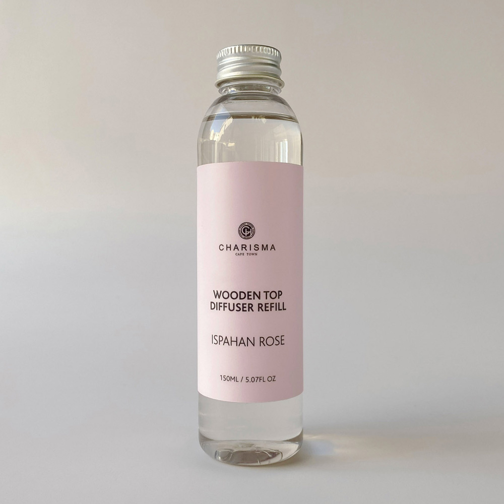 Wooden Top diffuser Refill, Ispahan Rose – 150ml - Charisma Candles