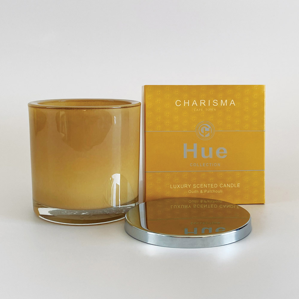 Hue Luxury Scented Candle, Oudh & Patchouli - 370g - Charisma Candles